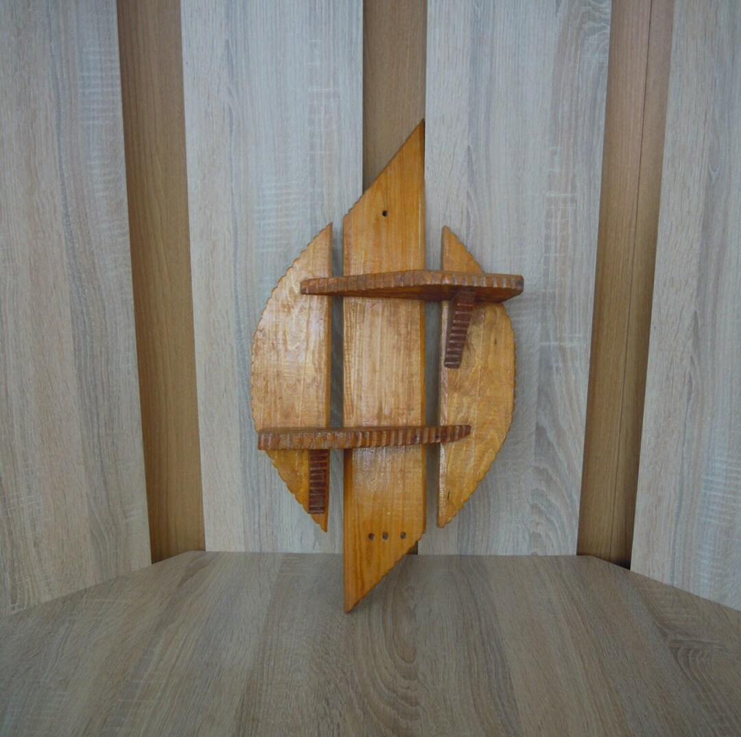 Wall-mounted Wooden Pots Holder, Hand Carved, Vintage - Etsy