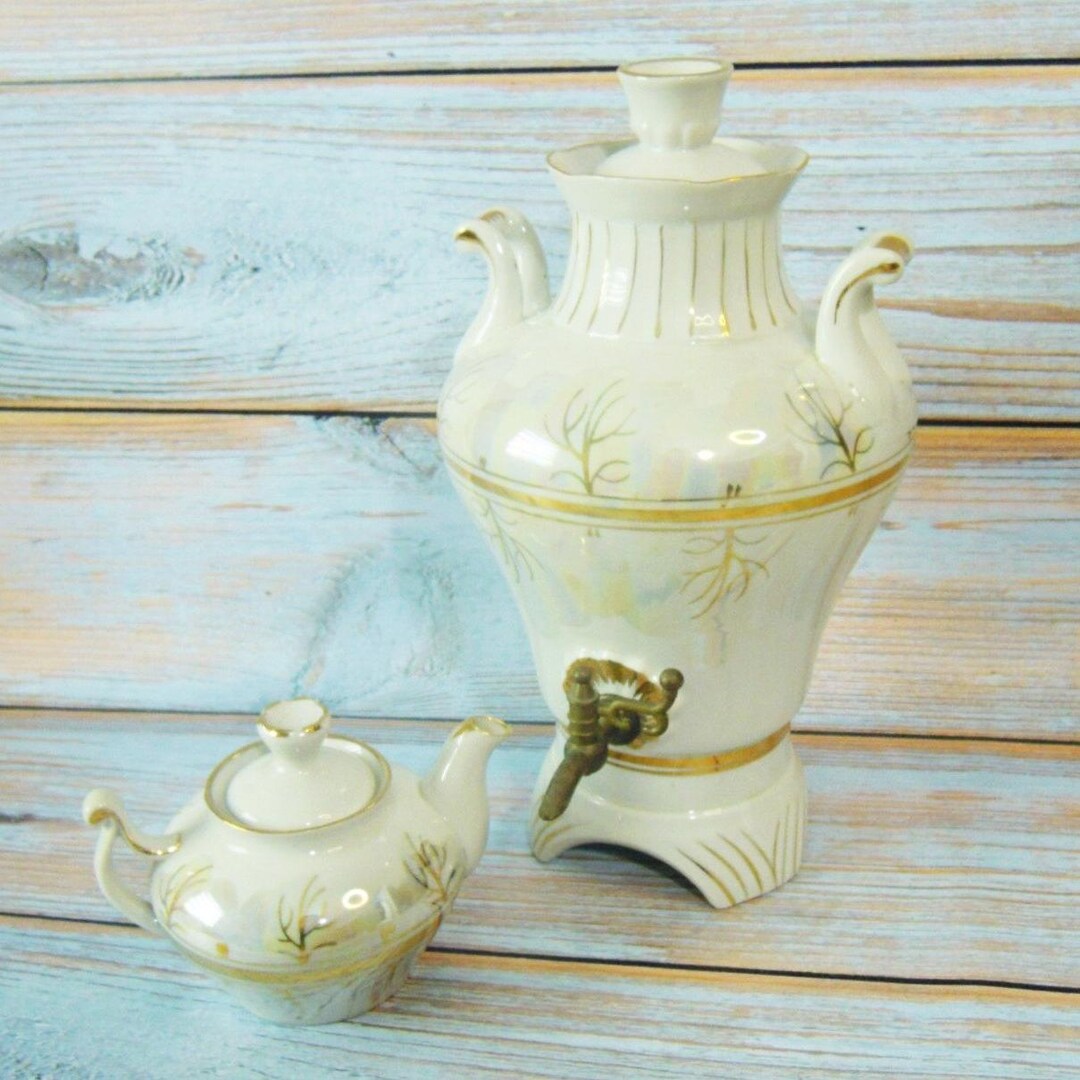 Ceramic Electric Samovar, Samovar With a Small Kettle, Porcelain ...