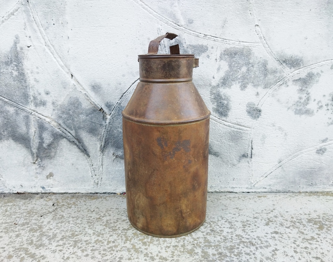 Metal Canister, Rusty Metal Canister, Metal Tall Vessel, Rusty Metal ...
