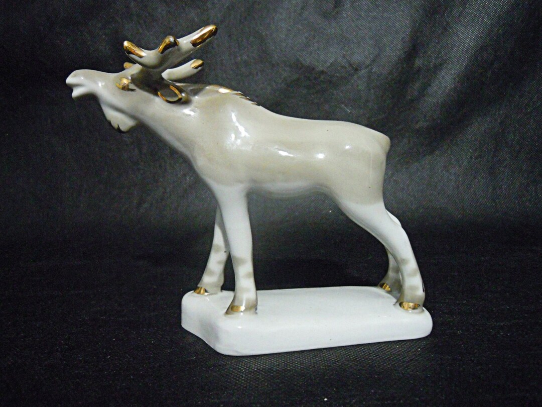 Ceramic Figurine, Elk, Animal, Soviet Gilded Porcelain - Etsy