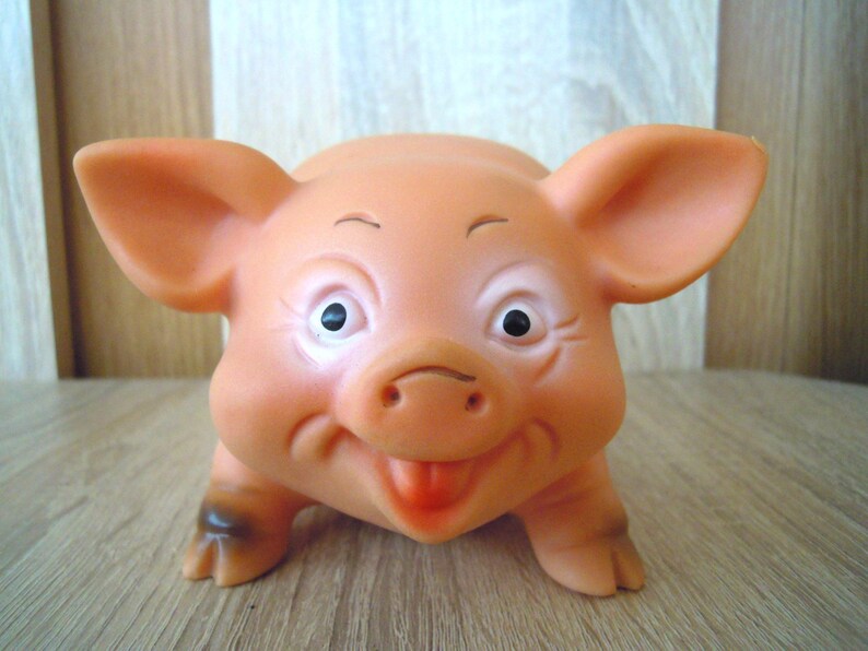 Rubber Toy Pig - Etsy