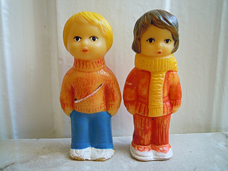 Rubber Toys Rubber Figurines Boy and Girl Children Set of - Etsy