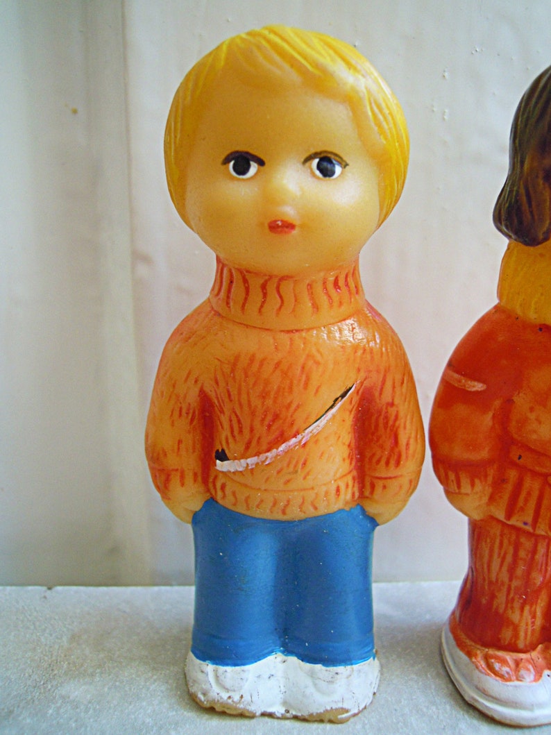 Rubber Toys Rubber Figurines Boy and Girl Children Set of - Etsy
