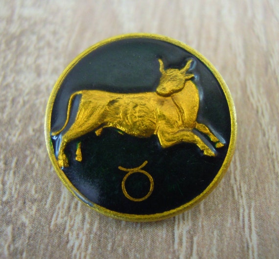 Zodiac pin, Taurus, Pin badge, Zodiac pin badge, Zodi… - Gem