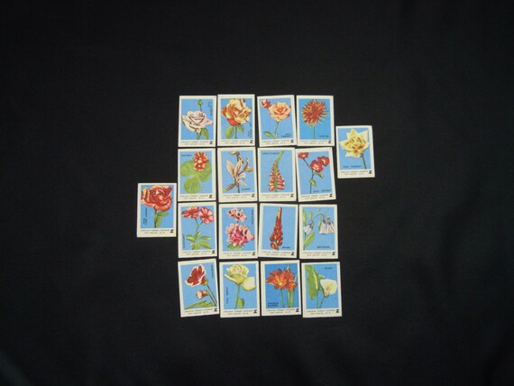 Matchbox Labels Flowers Set of 18 Pcs | Etsy