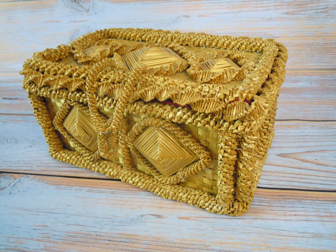 Large Box Straw Box Wicker Box Wicker Straw Large Jewelry - Etsy