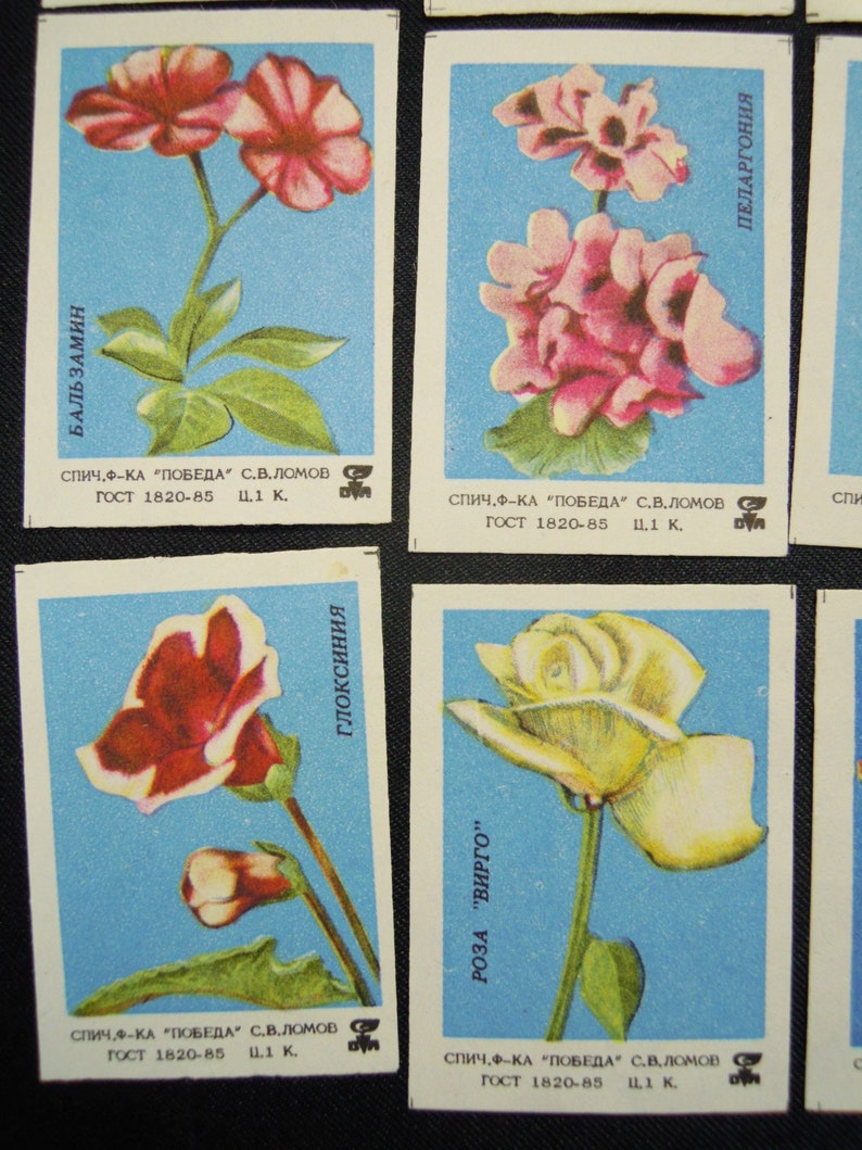 Matchbox Labels Flowers Set of 18 Pcs - Etsy