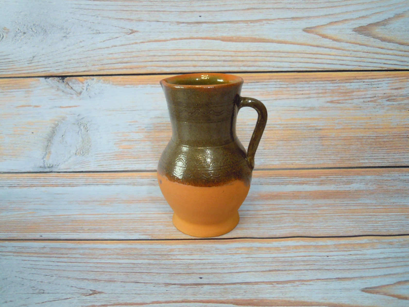 Clay Jug Clay Pitcher Clay Vessel With Handle Ornamented - Etsy