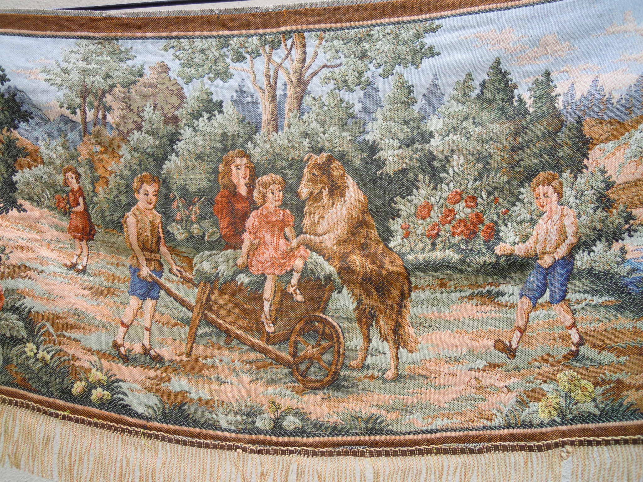 Wall tapestry Wall hanging decor Kids playing with a dog | Etsy
