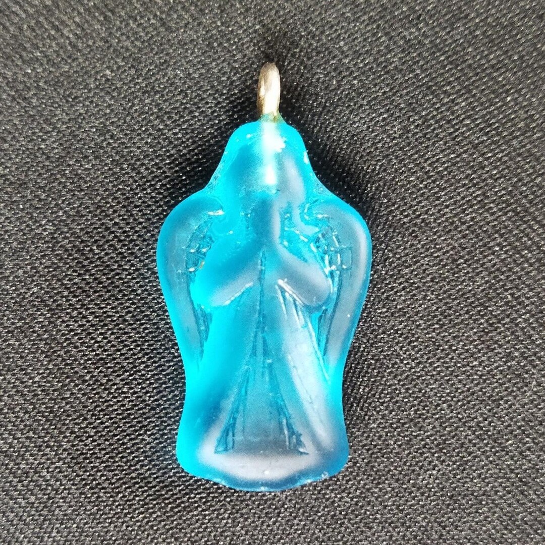 Glass Pendant, Angel, Vintage Blue Glass, Matte Glass Angel, Glass Blue ...