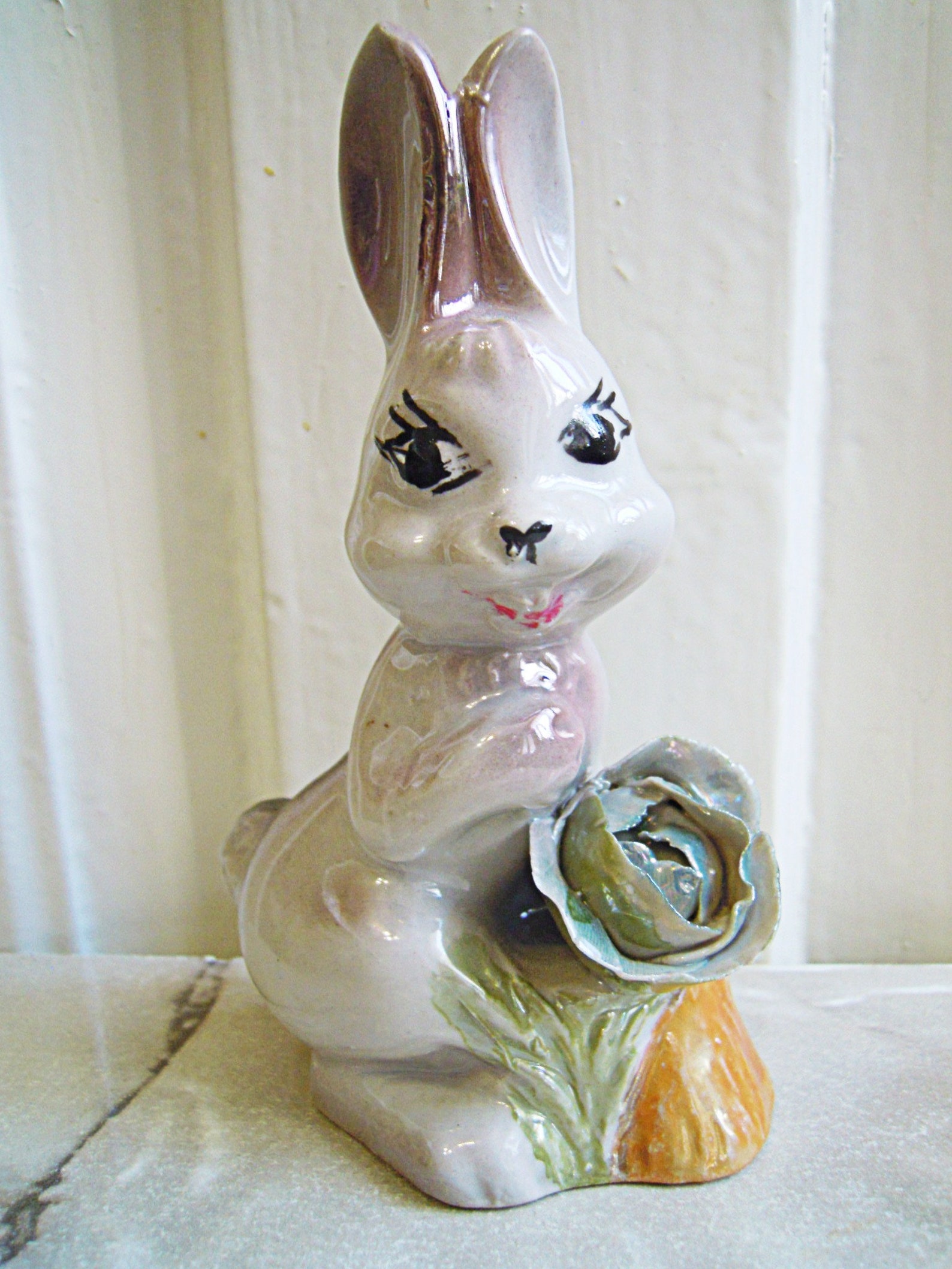 Ceramic Statuette Ceramic Figurine Rabbit With Cabbage - Etsy