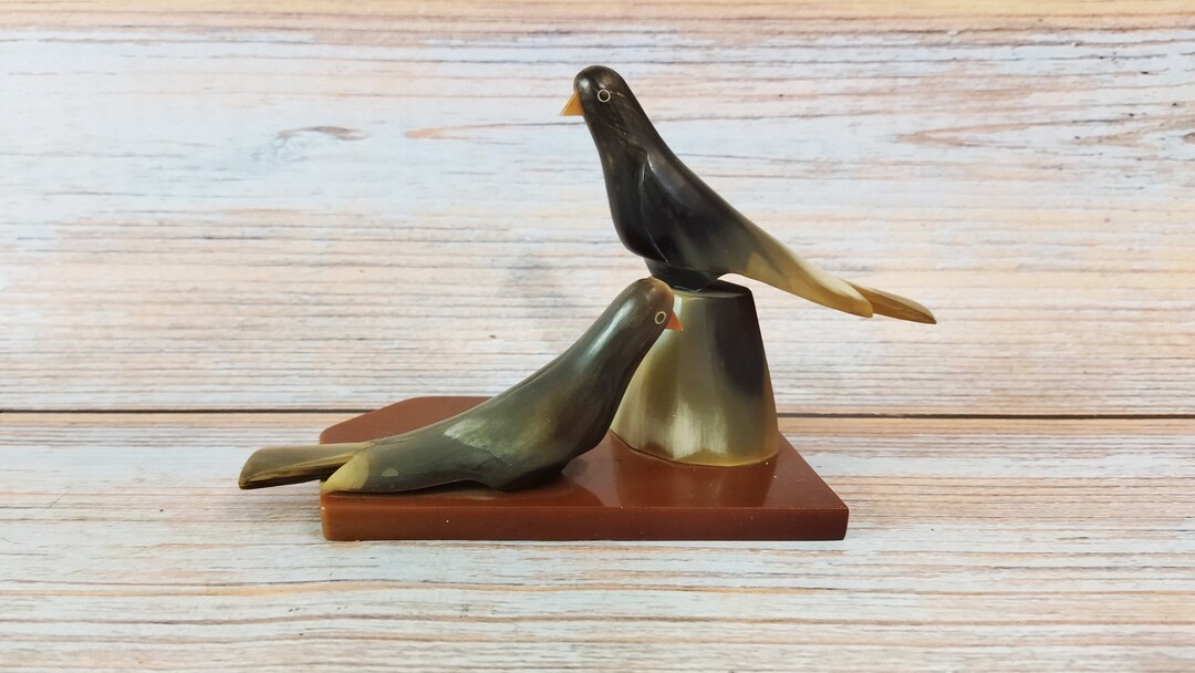 Sculpture From a Natural Horn, Birds, Pigeons, A Pair of Pigeons ...