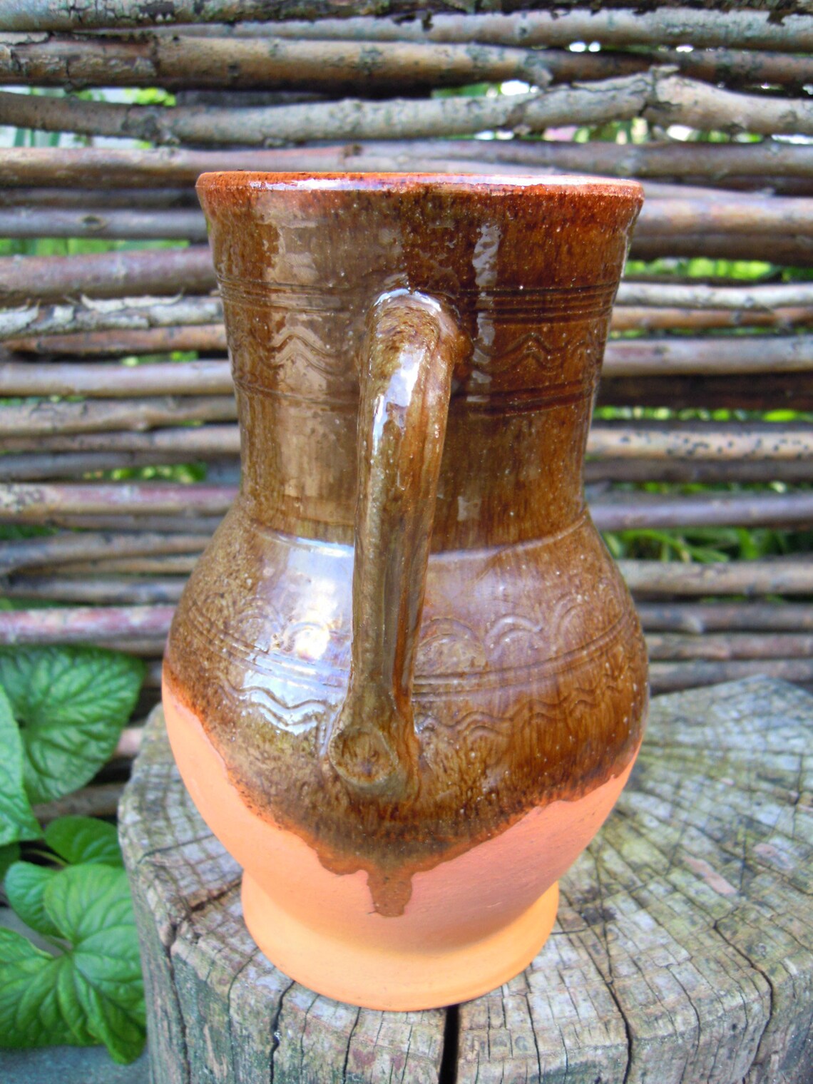 Clay Jug Clay Pitcher Clay Vessel With Handle Ornamented - Etsy