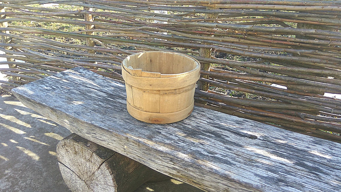 Antique wood bucket Antique wood vessel Wood vessel Wood | Etsy