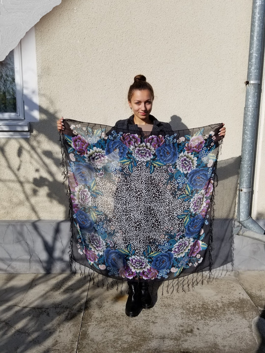 Lightweight Summer Floral Shawl With Fringes - Etsy