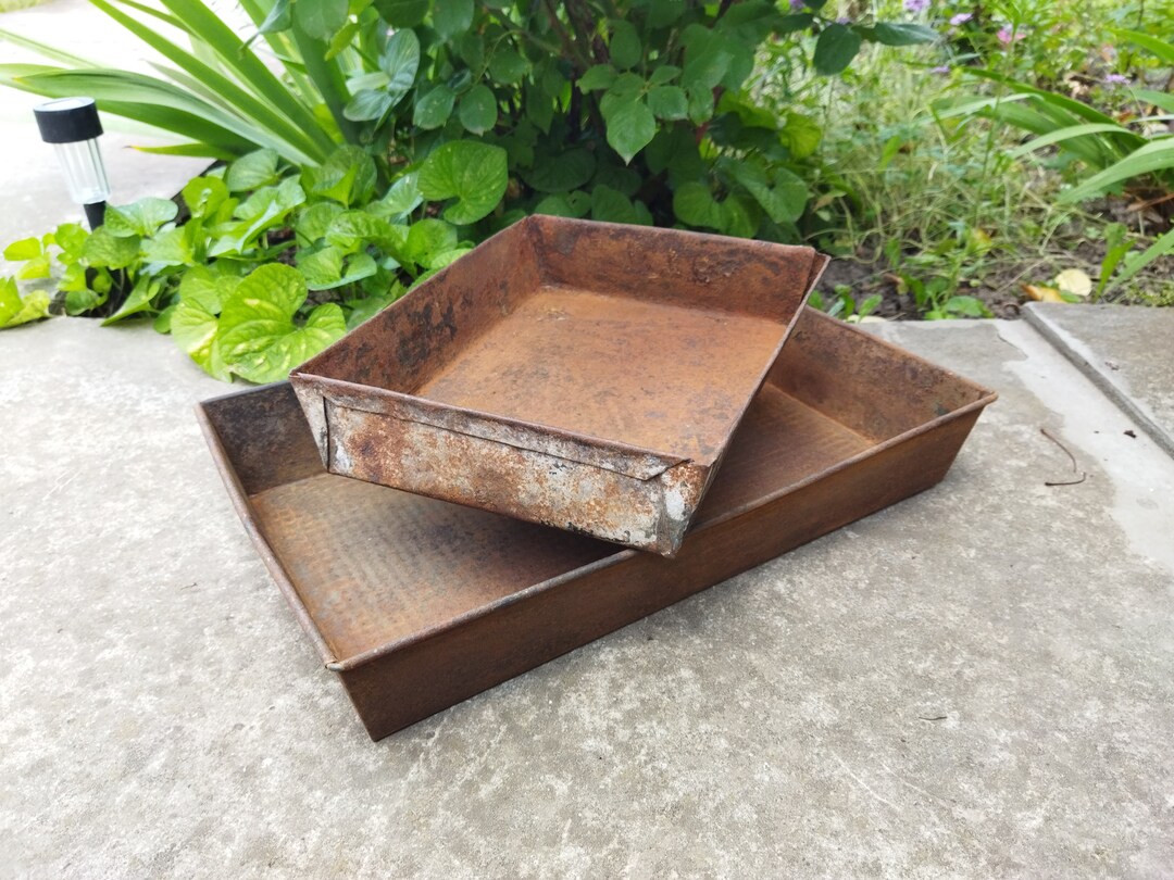 Rusty Metal Vessels, Wide Low Vessels, Rusty Metal Pots, Wide Low Pots ...