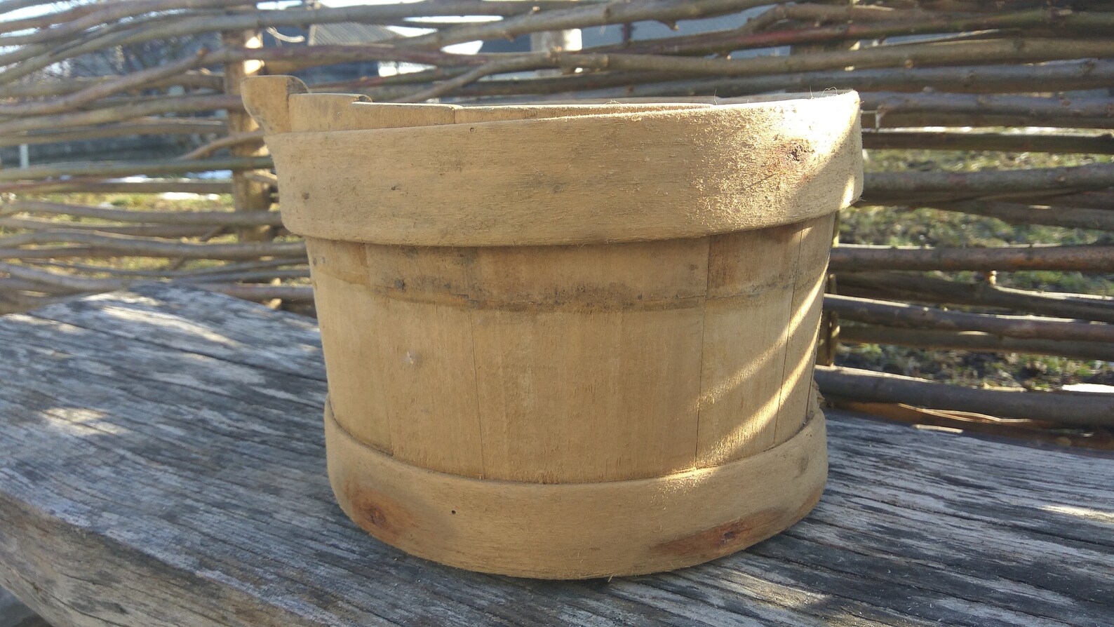 Antique wood bucket Antique wood vessel Wood vessel Wood | Etsy