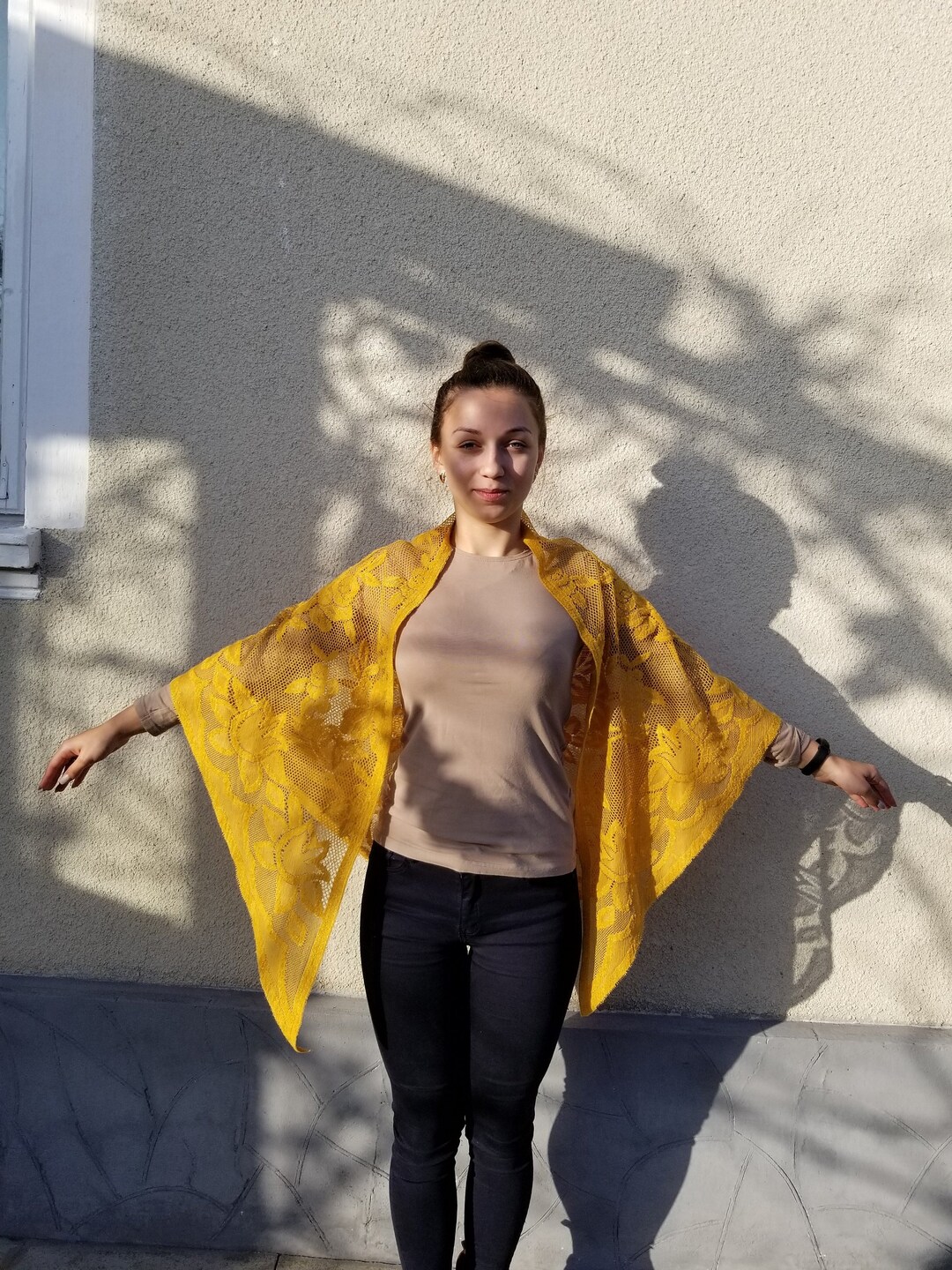 Chal de encaje, Chal de mujer, Chal de floral, Chal triangular, Chal de ...