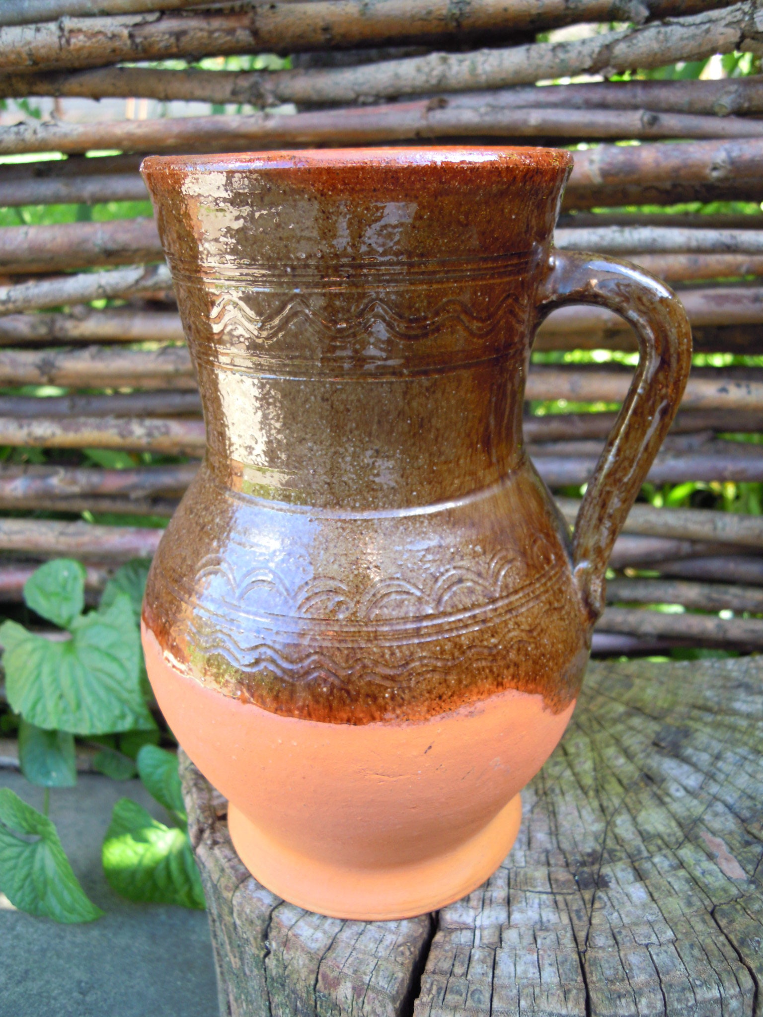 Clay Jug Clay Pitcher Clay Vessel With Handle Ornamented - Etsy