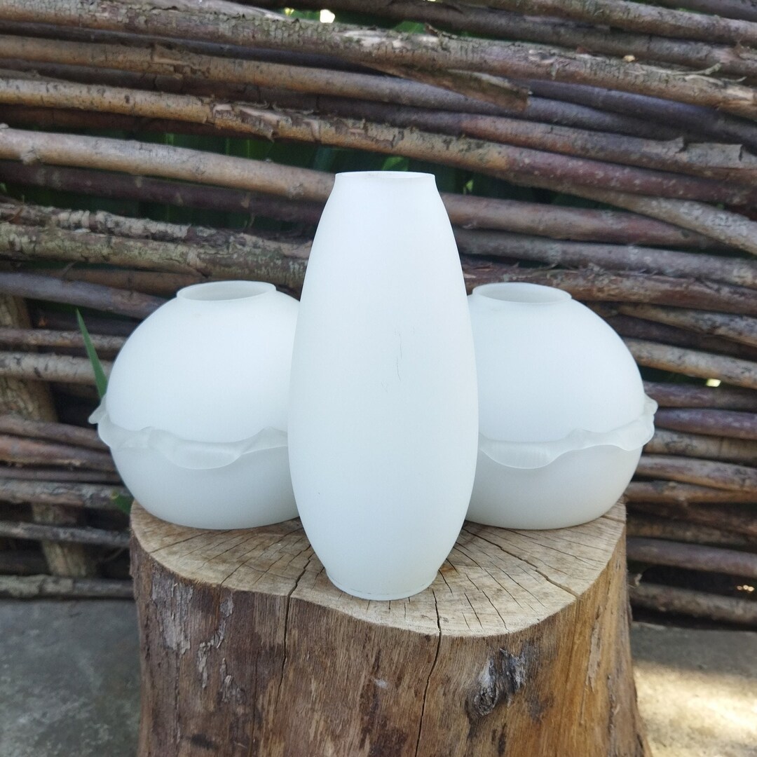 Glass Lamp Shades, Lampshades, Glass Lamp Parts, Milk Glass, Set of 3 ...