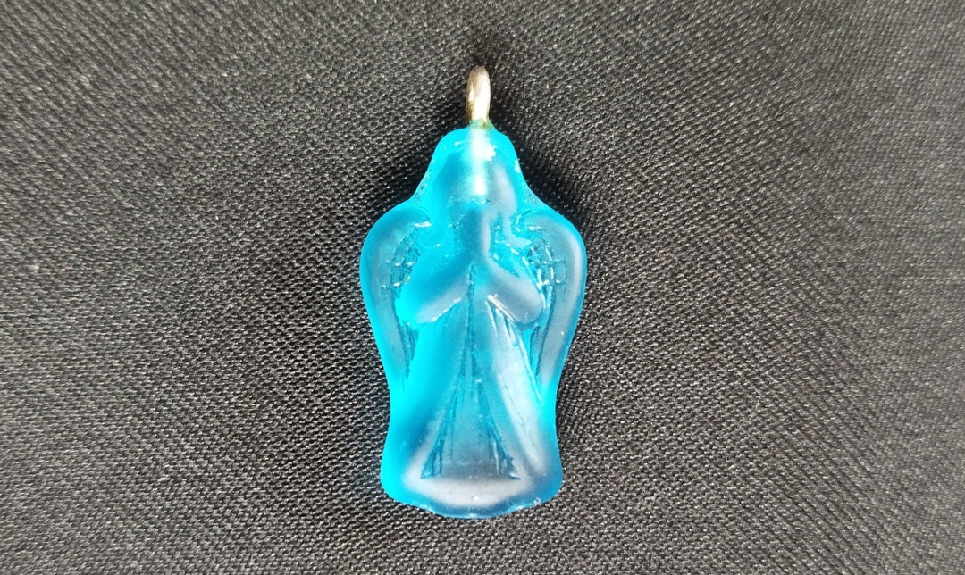 Glass Pendant, Angel, Vintage Blue Glass, Matte Glass Angelб Glass ...