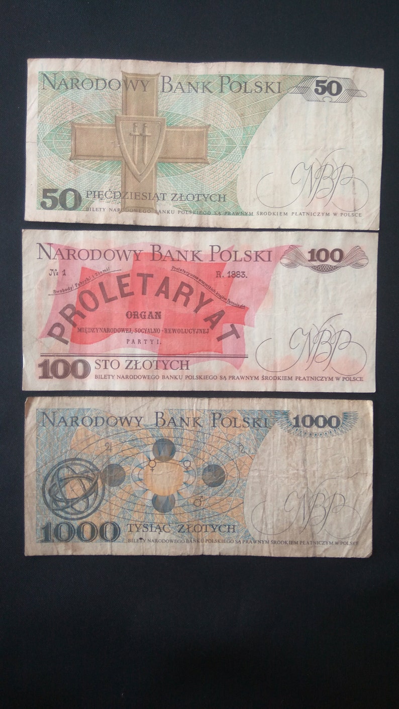 Polish Money Old Polish Currency Set of 3 Banknotes 50 - Etsy