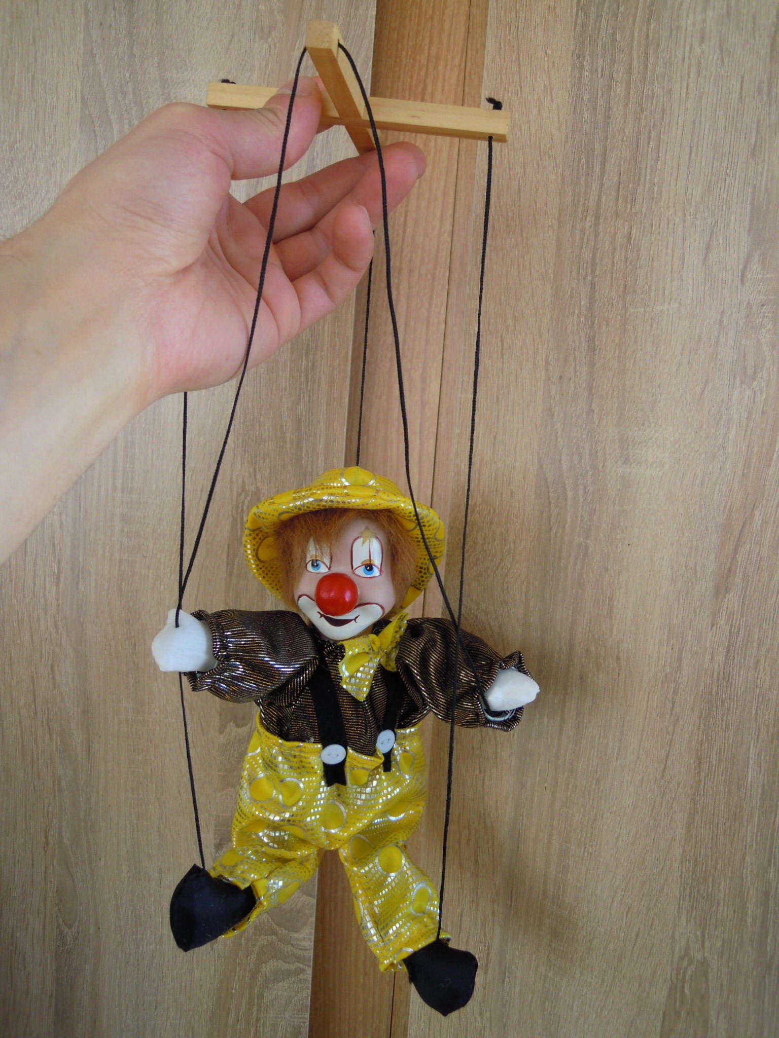 Clown Toy Marionette Doll Marionette Clown Bright Jolly - Etsy