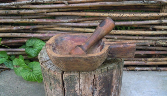 Antique Wooden Mortar Mortar With Pestle Hand Carved Mortar | Etsy