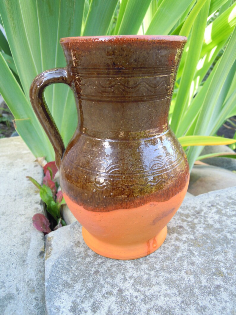 Clay Jug Clay Pitcher Clay Vessel With Handle Ornamented - Etsy