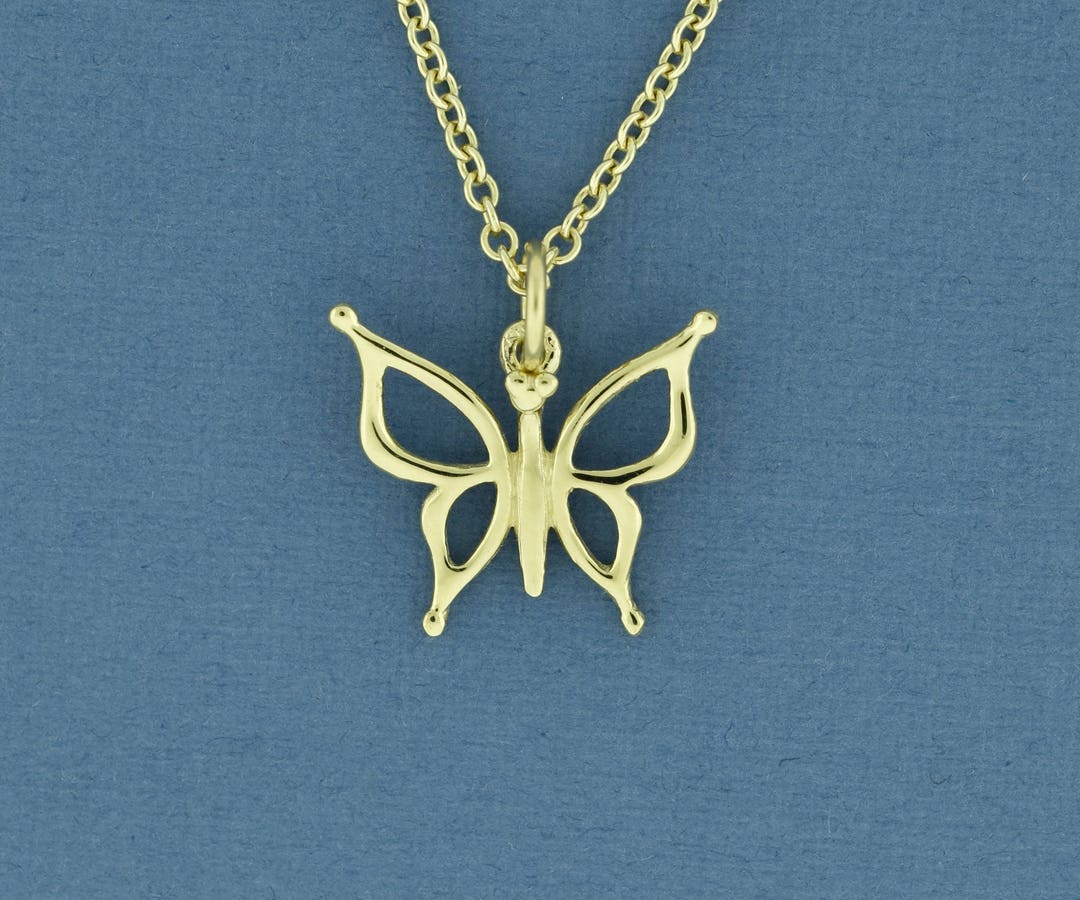 Solid 14k Gold Butterfly Charm, Tiny Butterfly Jewelry Gift - Etsy