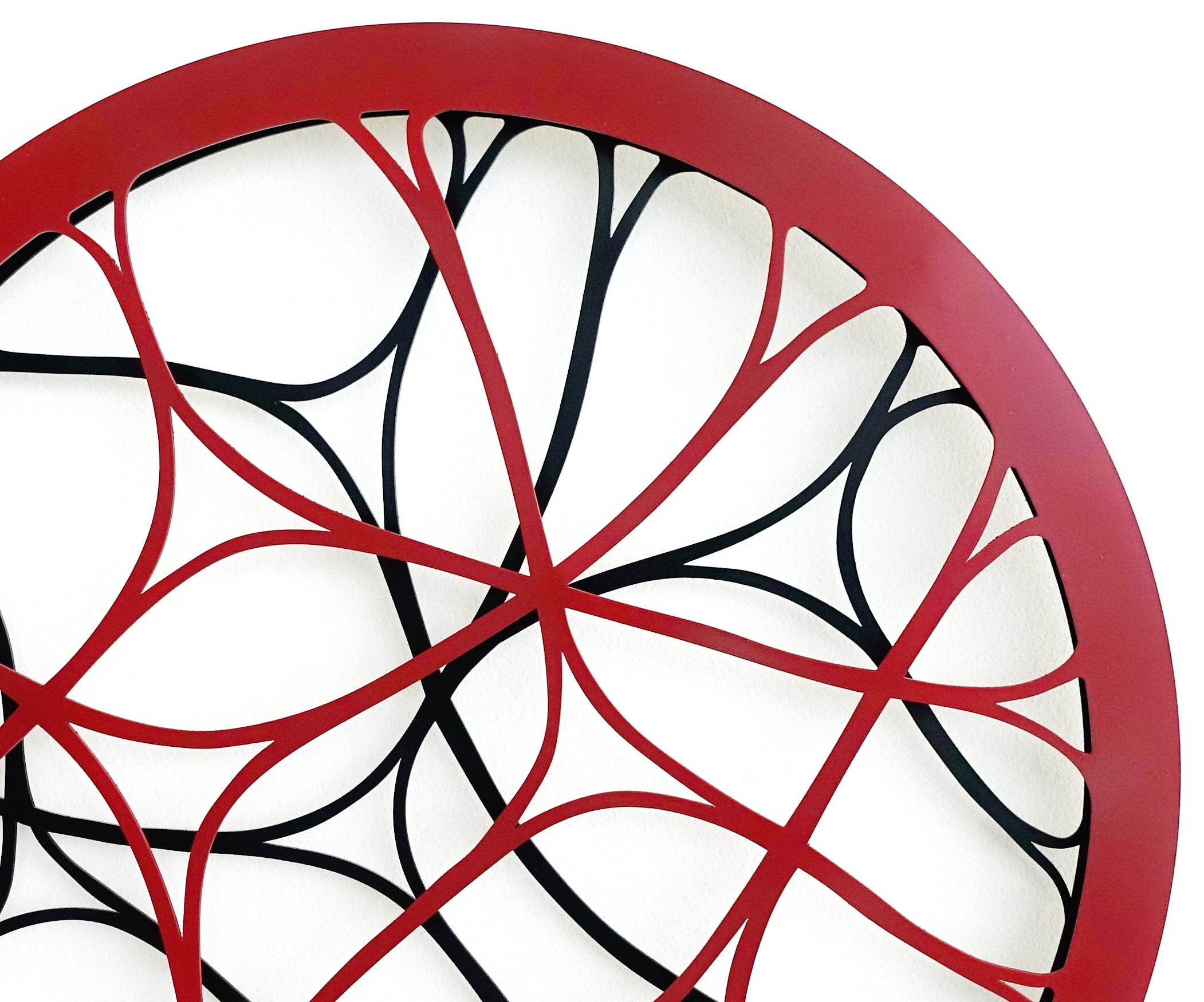 Red & Black Circle Wall Art, Colorful Round Metal Art, Wall Hanging ...