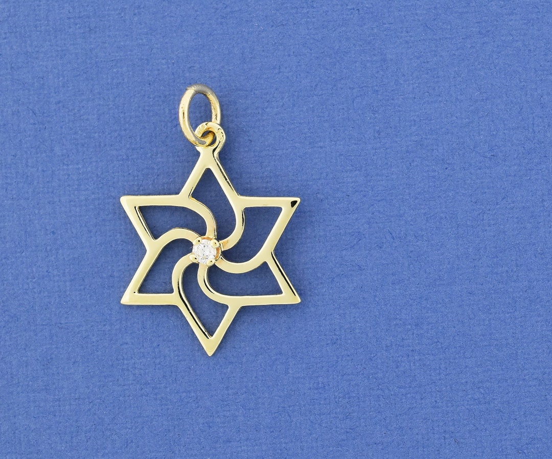 14k Jewish Star Pendant, Diamond Center, Special Bat Mitzvah Gift ...