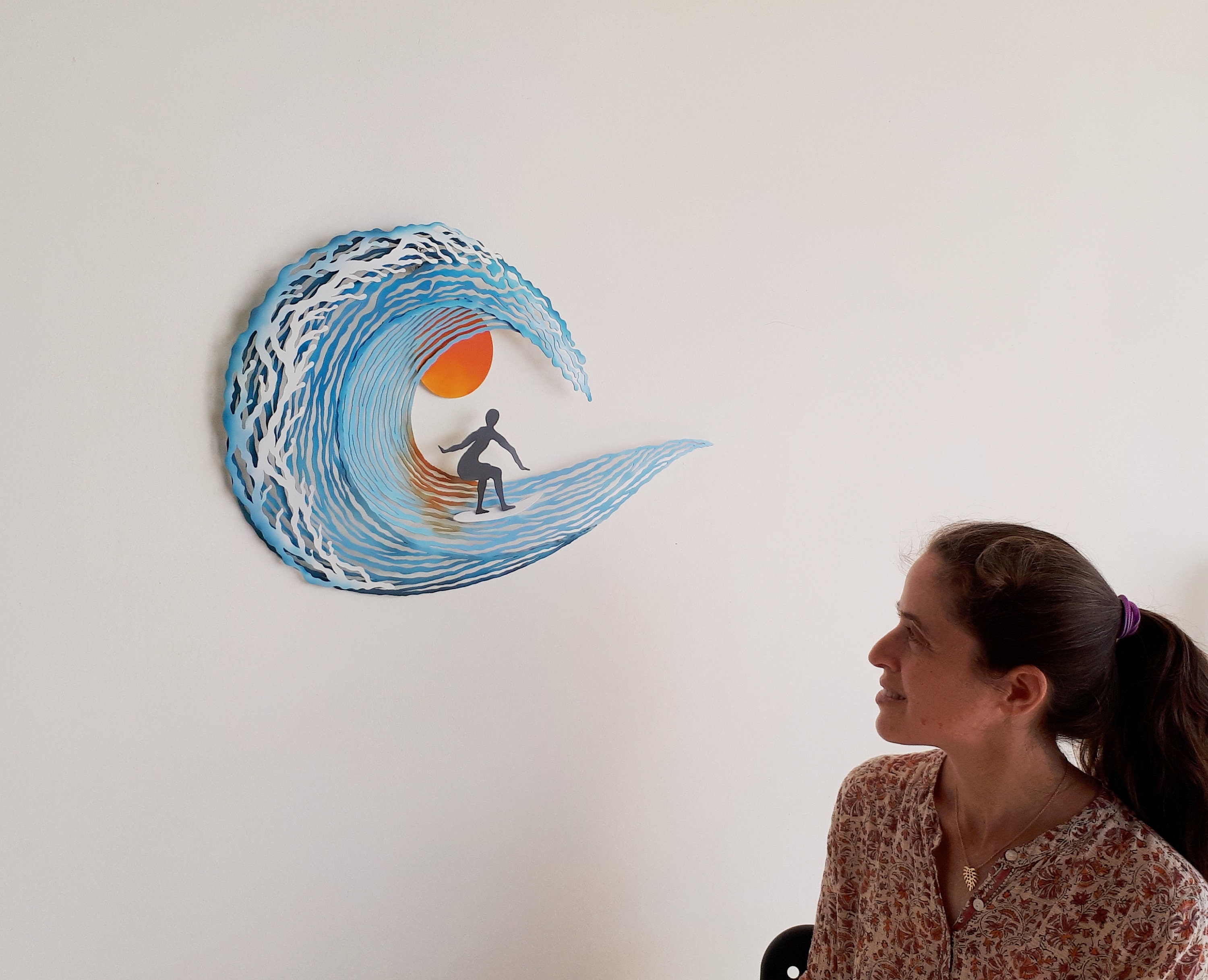 Big Wave Surfing Home Décor for Surfers 3D Metal Wall Art - Etsy