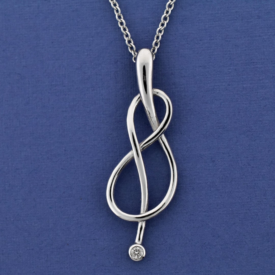 14K White Gold Diamond Infinity Love Knot Pendant - Etsy