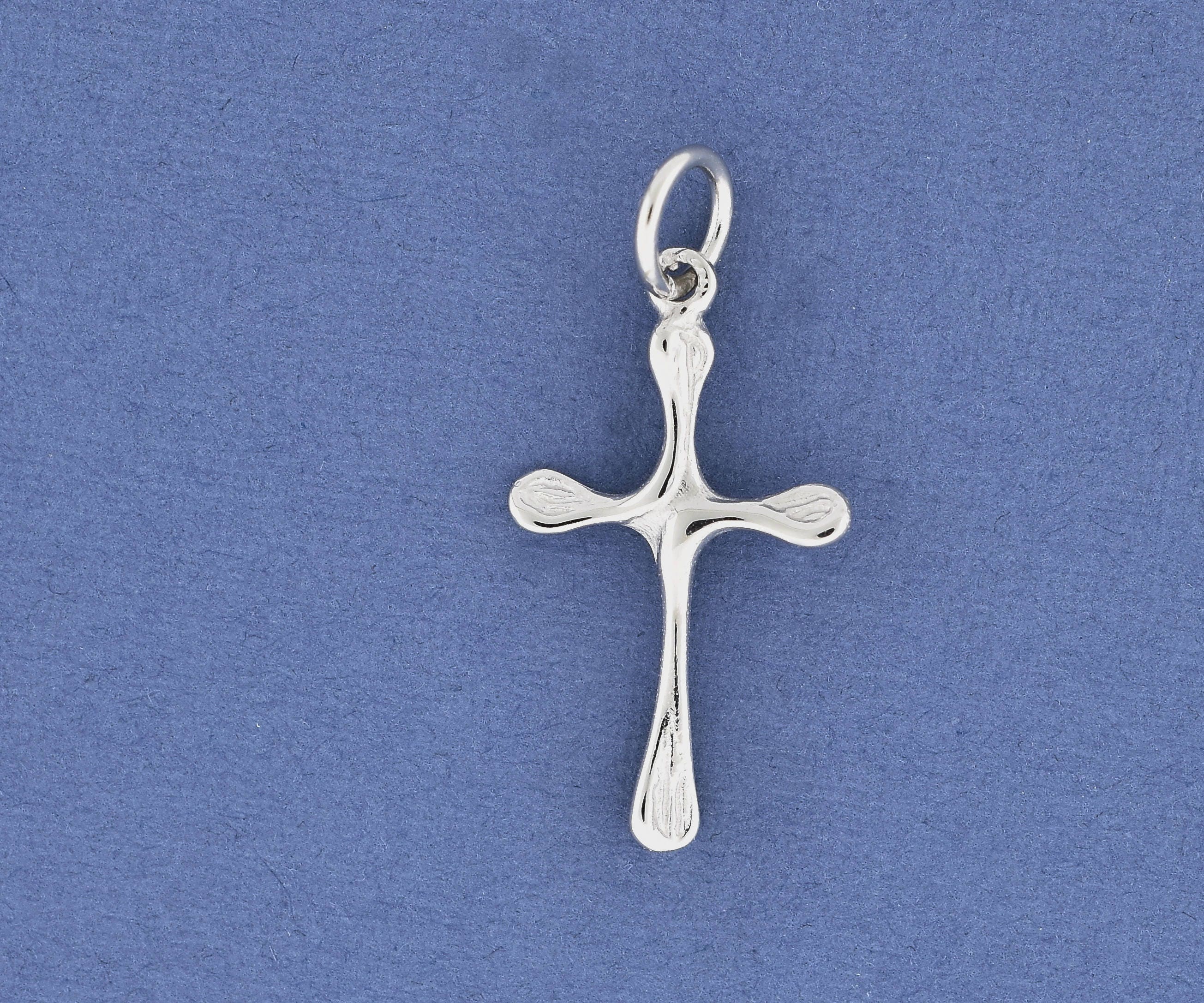 Tiny White Gold Cross Pendant Minimal Solid 14k Cross with | Etsy