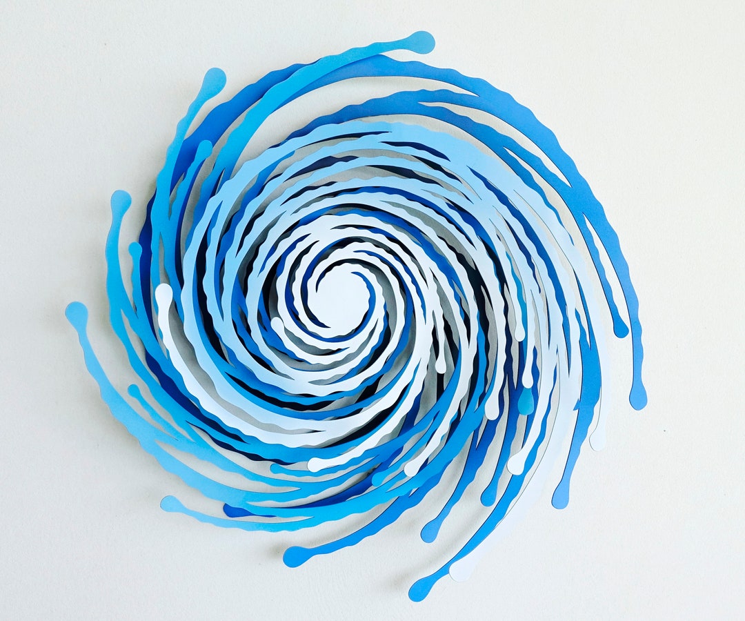 Multi Layer Spiral Design Wall Décor, Blue Whirlwind Wall Art, Original ...