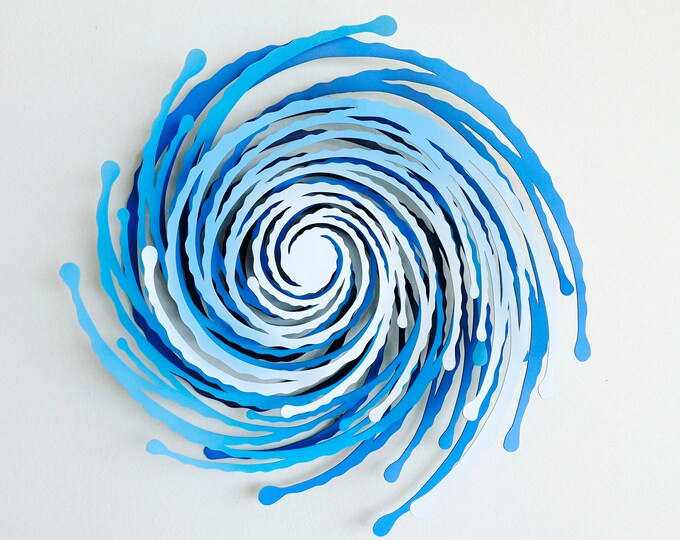 Multi Layer Spiral Design Wall Décor, Blue Whirlwind Wall Art, Original ...