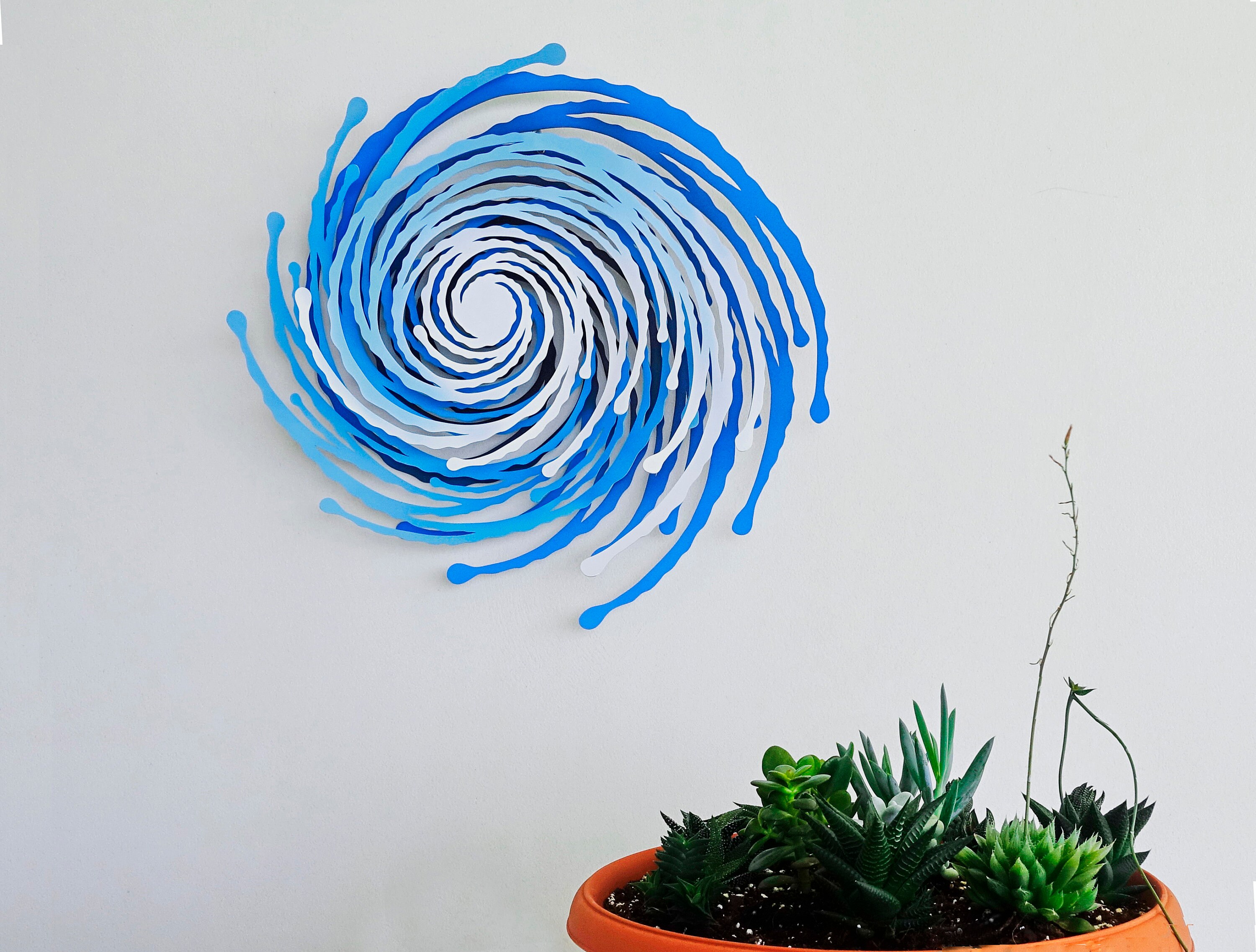 Multi Layer Spiral Design Wall Décor Blue Whirlwind Wall Art | Etsy