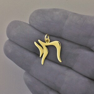 Solid Gold Chai Pendant, 14K Hebrew Symbol of Life Charm, Made in ...
