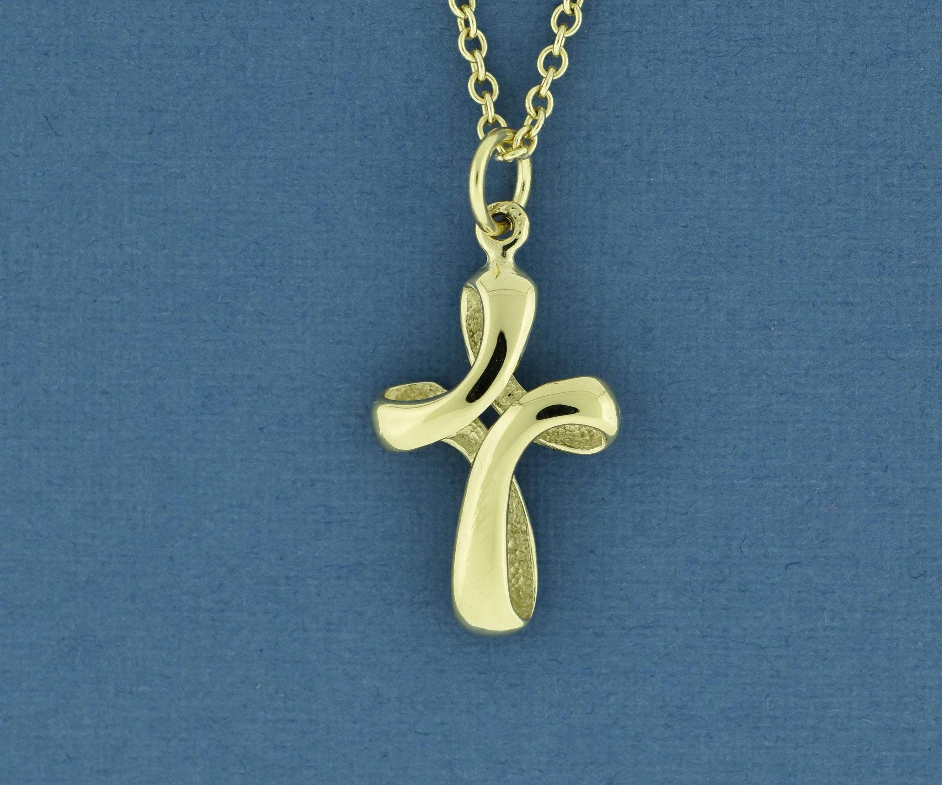 Dainty Gold Infinity Cross Pendant, Solid 14k, Unique Christian Jewelry ...