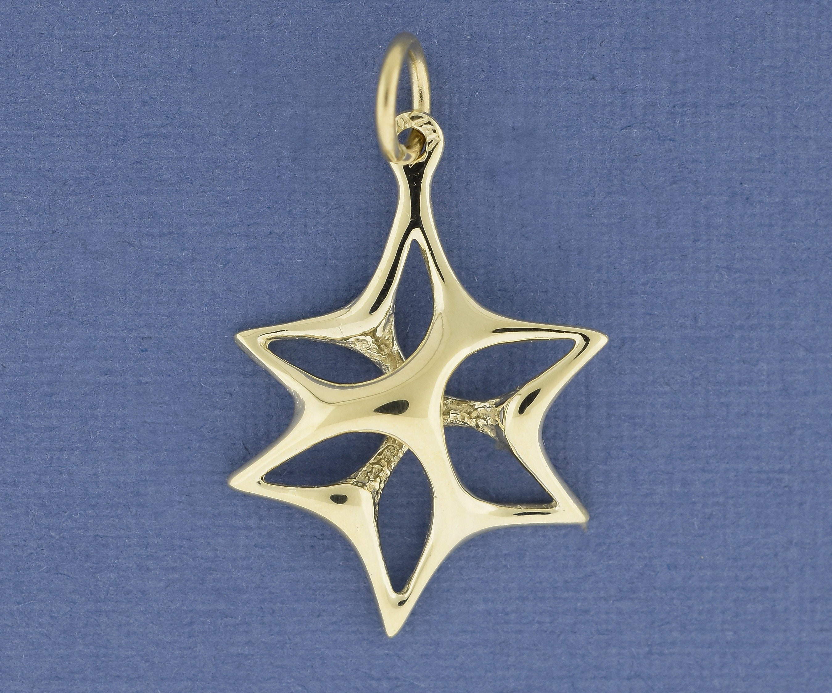 Small Star of David, Abstract Solid 14k Gold Star Pendant, Bat Mitzvah ...