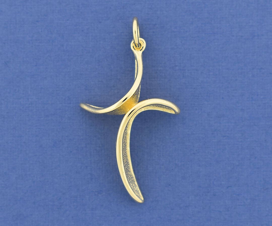 Modern Gold Cross, Solid 14k Gold Minimalist Design, Christian Jewelry ...