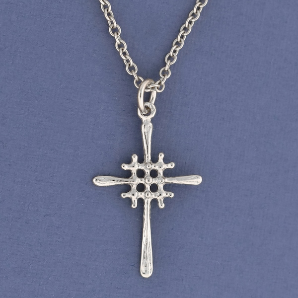 Tiny Jerusalem Cross Solid Gold Necklace - Etsy