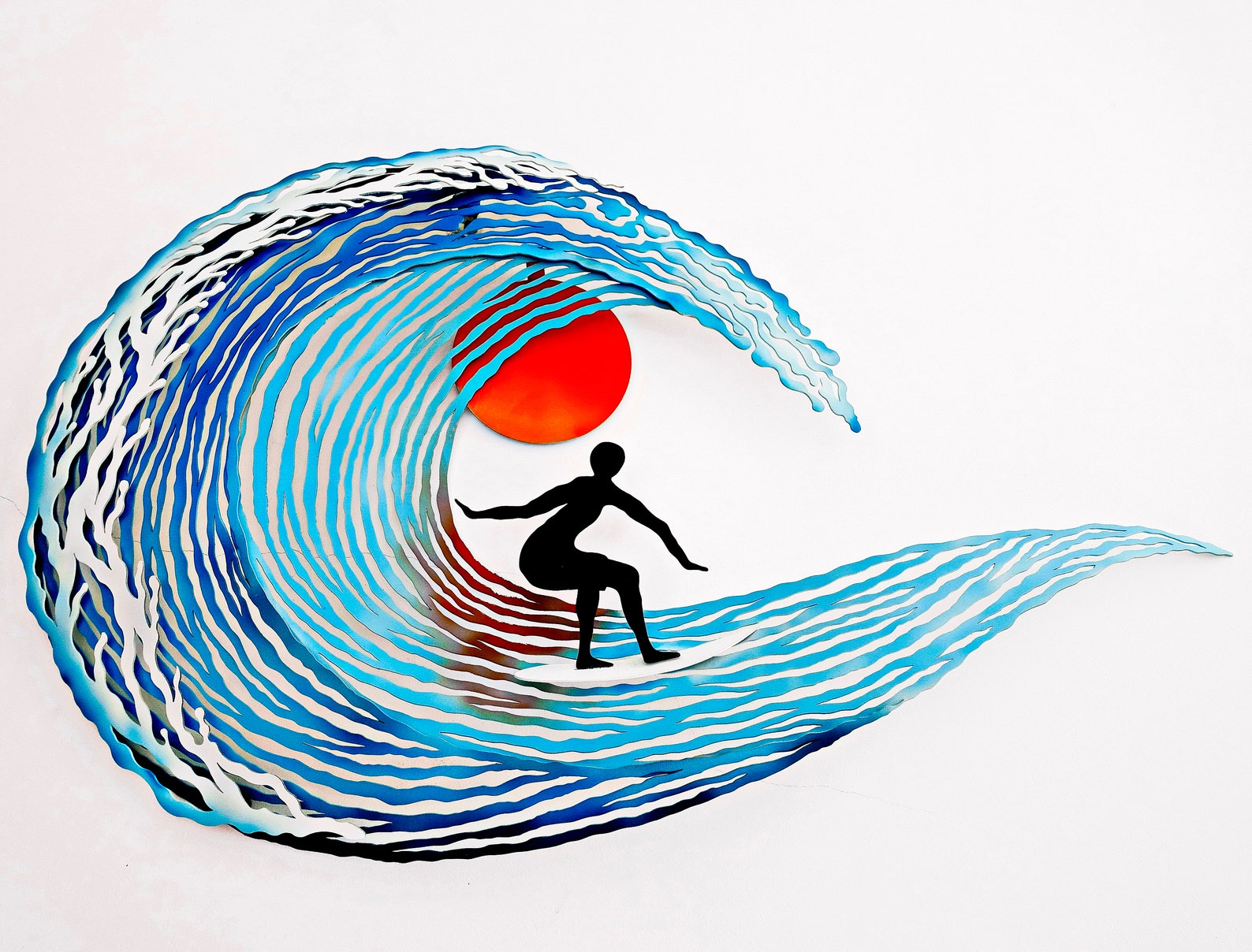 Big Wave Surfing Home Décor for Surfers 3D Metal Wall Art - Etsy
