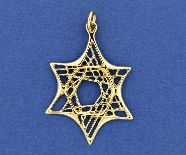 Solid 14k Star of David Gold Jewish Star in Delicate Web - Etsy