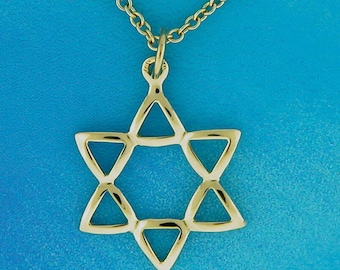 14k Gold Star of David Necklace, Judaica Jewelry, Star of David Pendant ...