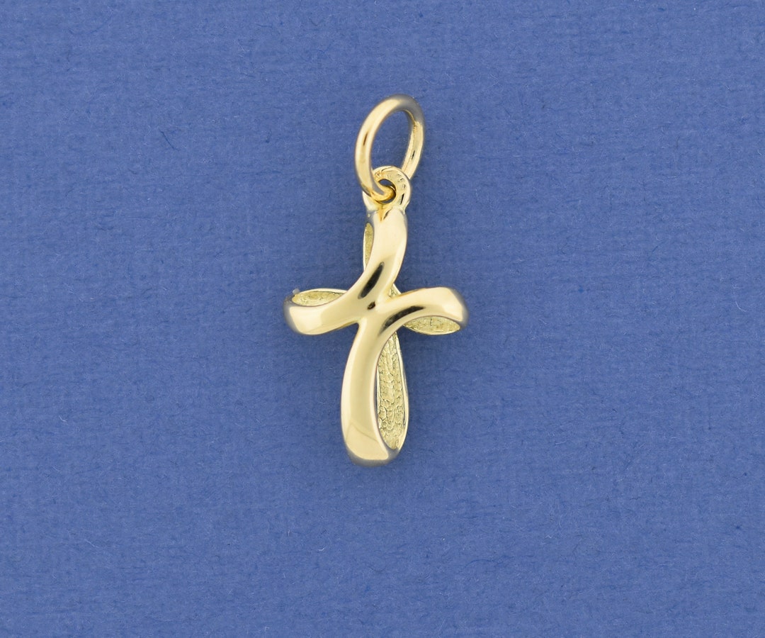 Tiny Gold Infinity Cross Charm, Solid 14K Christian Jewelry - Etsy