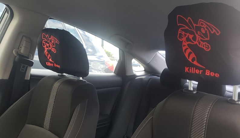 Personalized Embroidered Car Seat Headrest Covers, Custom Logo or Name ...