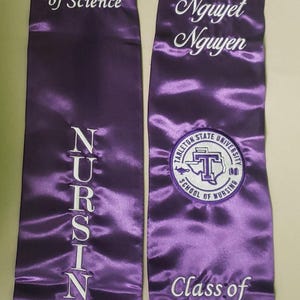 Custom College Graduation Sash, Personalized Graduation Stole, Custom ...