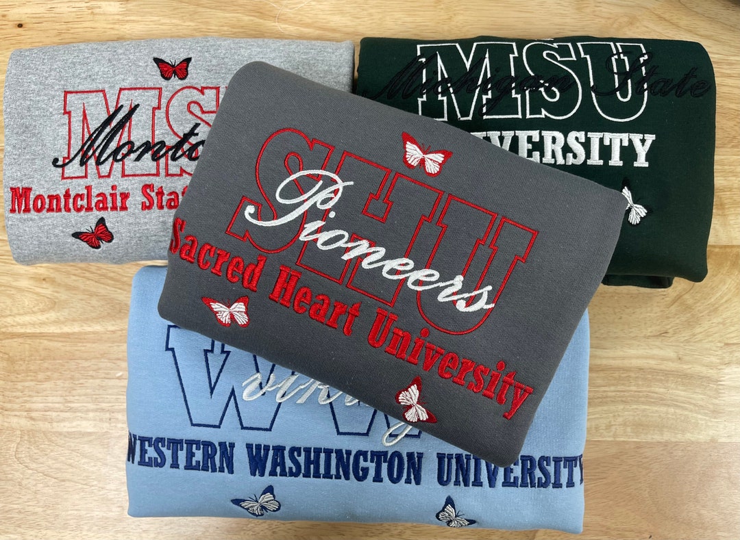 Custom Embroidered University Sweatshirt | Personalized College Crew ...